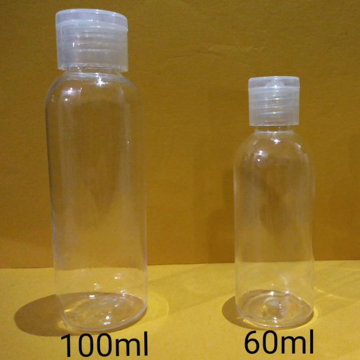 Jual Botol FLIPTOP 60 ML / 100 ML Bening - Botol PET - Botol Handsanitizer - botol plastik ...