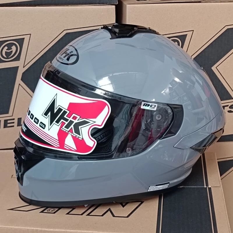 Jual NHK MARK 1 ELITE DIM GREY GLOSSY ORIGINAL | HELM MOTOR FULL FACE MARK l SOLID ABU GLOSSY ...