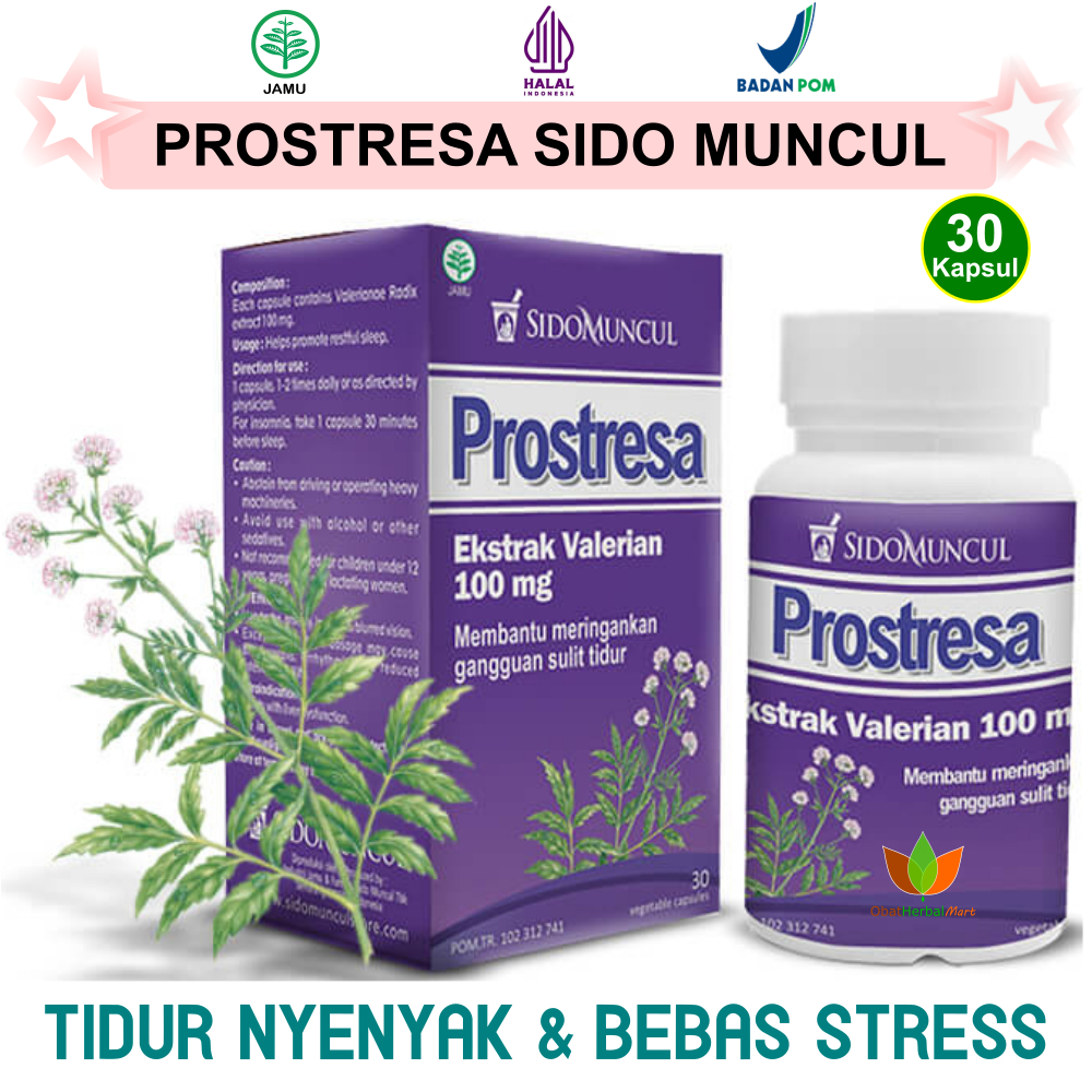 Jual 30 KAPSUL PROSTRESA SIDOMUNCUL, JAMU OBAT HERBAL SUSAH TIDUR MALAM ...