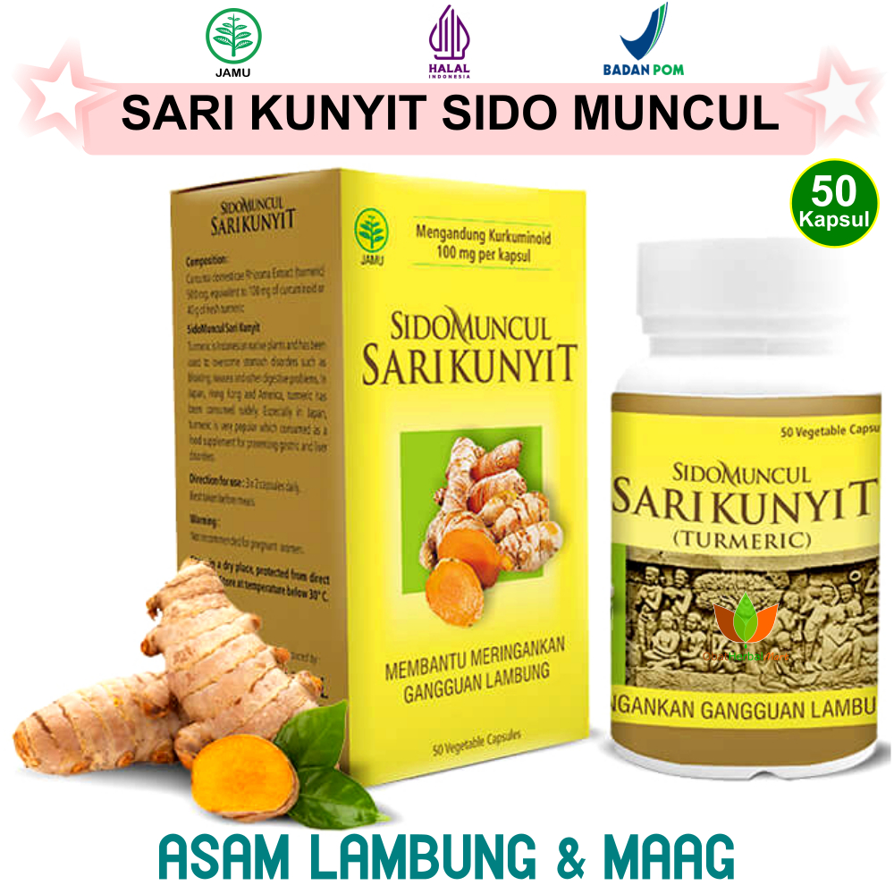 Jual 50 KAPSUL SARI KUNYIT SIDOMUNCUL, JAMU OBAT HERBAL MAAG KRONIS ...