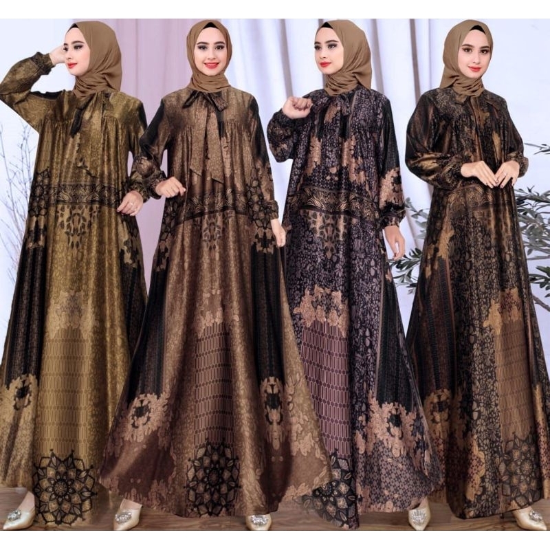 Jual Gamis Motif Bunga Silk Premium/Gamis Batik Dress/ Ready Size M L ...