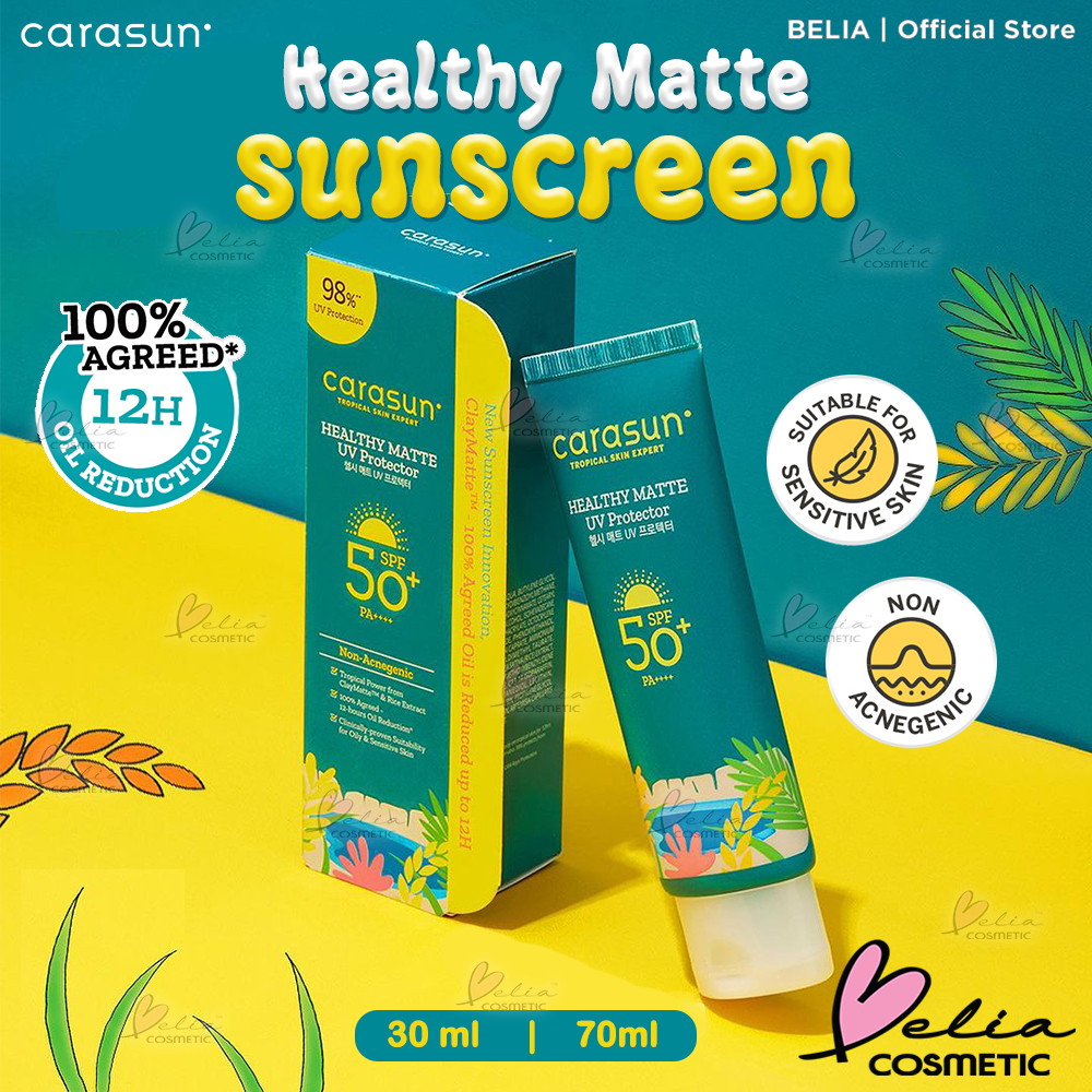 Jual BELIA CARASUN Sunscreen Healthy Matte UV Protector 70ml | 30ml | SPF 50+ PA++++ | Normal ...