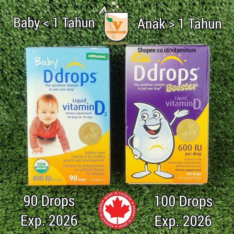 Jual Ddrops Baby / Kids Booster Liquid Vitamin D3 400 iu / 600 iu. Imun dan Tulang. | Shopee ...