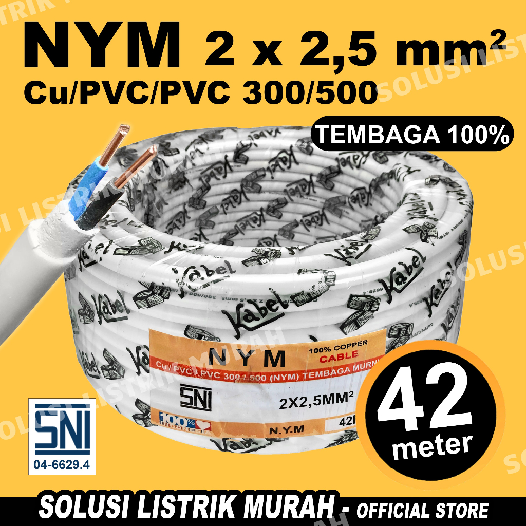 Jual Kabel Listrik NYM SNI Tembaga 2x2,5 ROLL 42 METER FULL 2x2.5 Kabel NYM Tembaga Asli ...