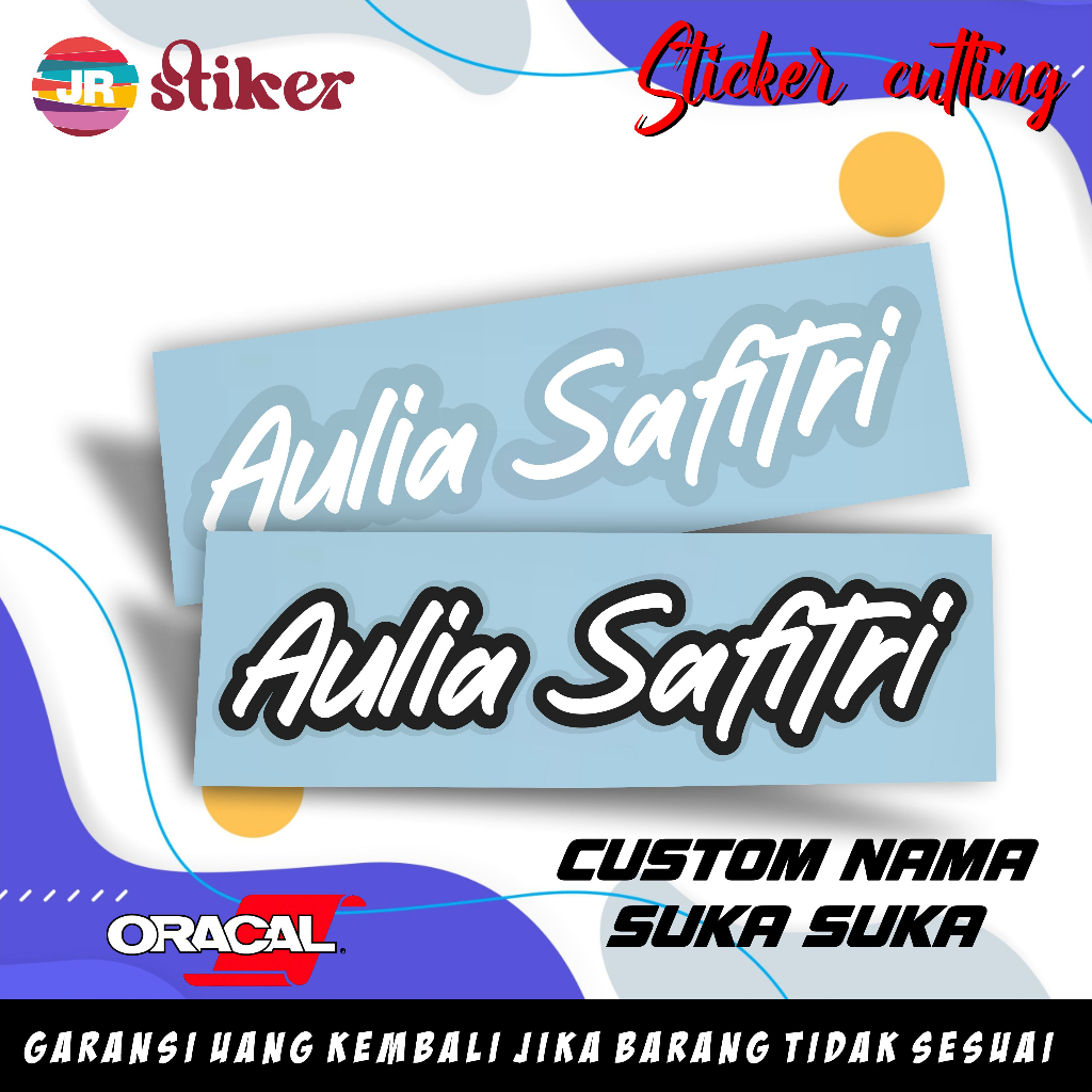 Jual STIKER NAMA HOLOGRAM DAN WARNA TULISAN BEBAS CUTTING STICKER NAMA ...