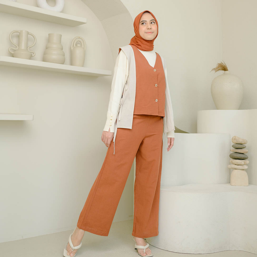 Jual Lozy Hijab - Nomi Set (Setelan Linen Atasan dan Bawahan) | Shopee Indonesia