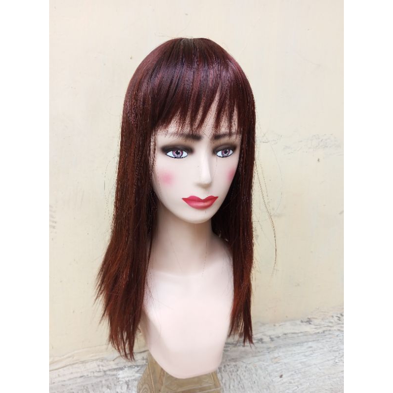Jual Wig segi Lurus sebahu coklat kemerahan poni merk Anna Korea ...