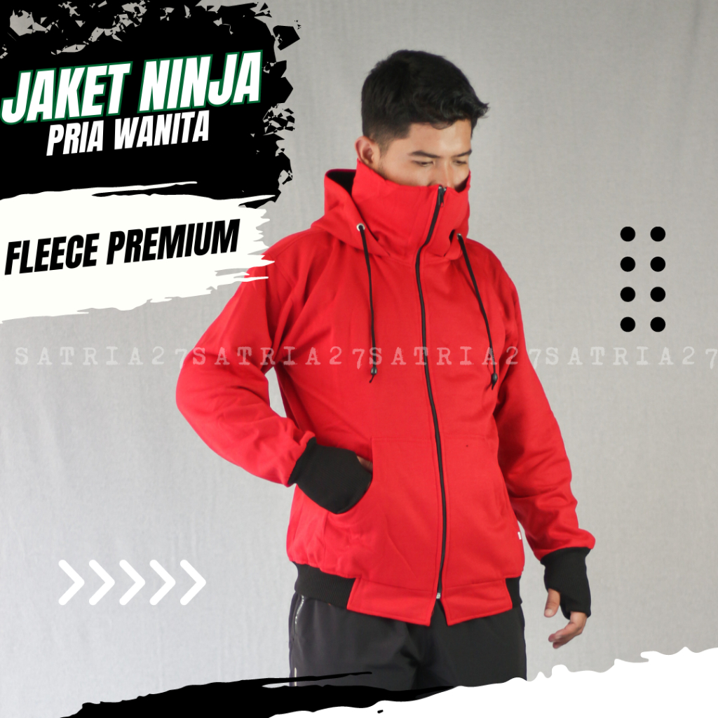 Jual JAKET NINJA ROUNDHAND PRIA WANITA DEWASA JUMBO POLOS BAHAN FLEECE ...