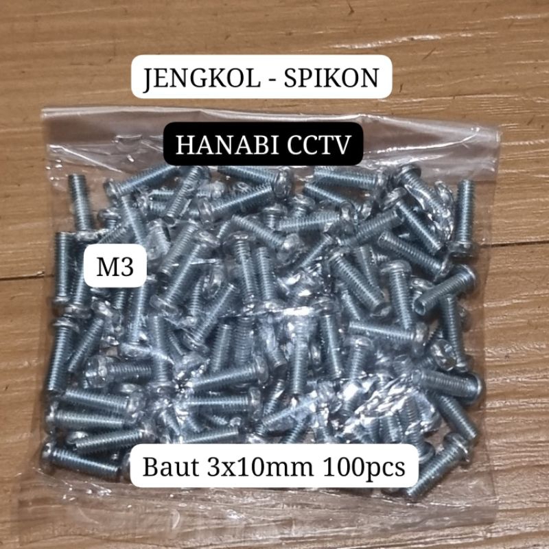 Jual 100 Baut 3X10mm Baut JP M3 Panjang 1cm Diameter 3mm Jengkol Spikon ...
