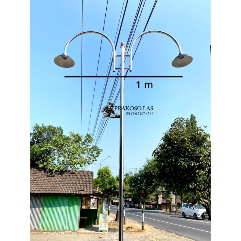 Jual Tiang Lampu Jalan Stainless Steel 2 Cabang | Shopee Indonesia