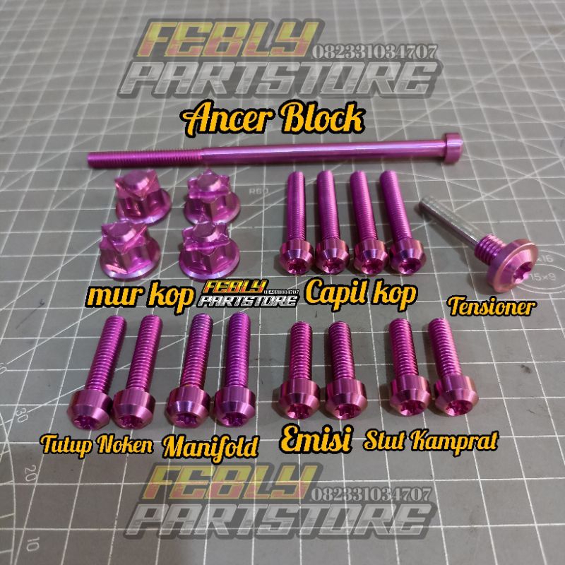 Jual BAUT TITANIUM HEAD KOP FULL SET CB GL MP TIGER GL100 BAUT TITANIUM ...