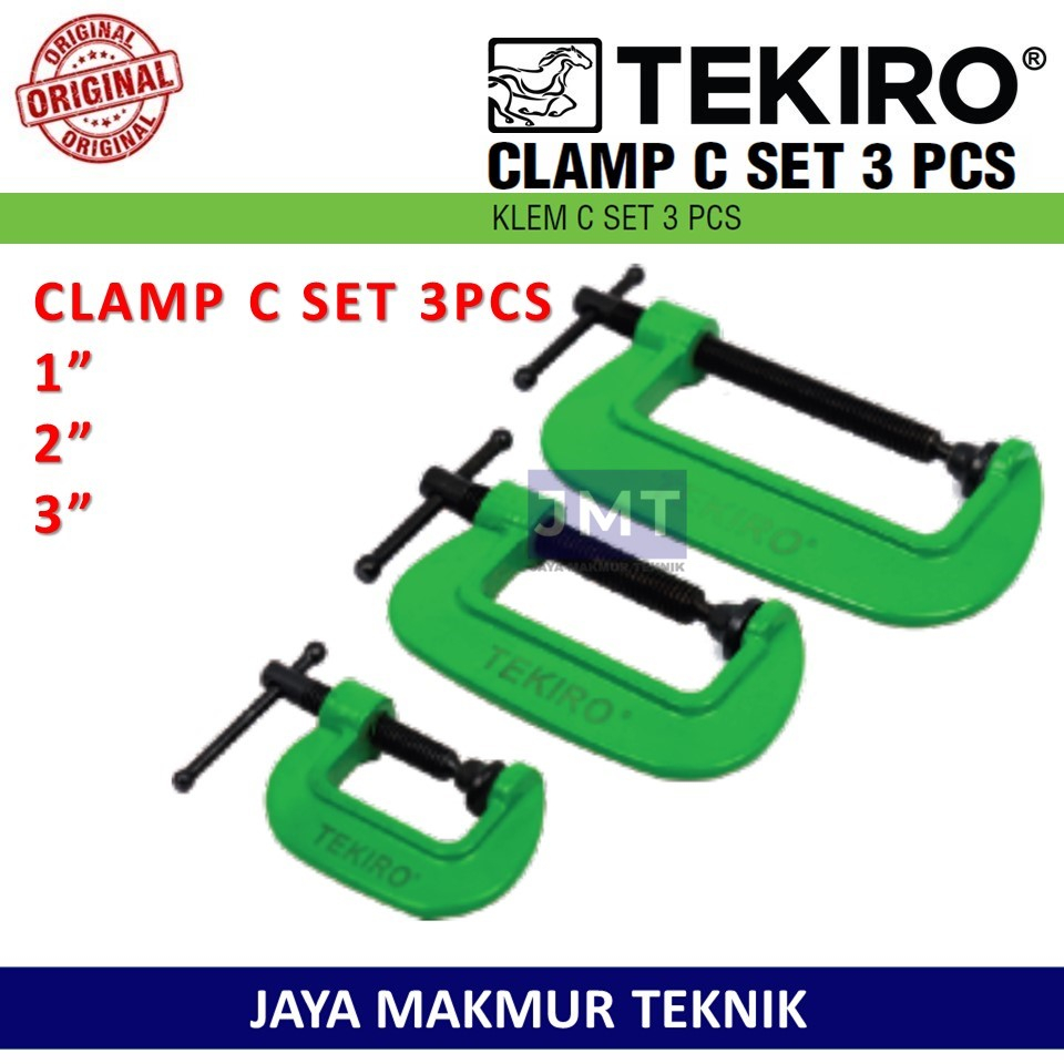 Jual TEKIRO Klem Clamp C Penjepit Klam Model C Set 3pcs 1" 2" 3 ...
