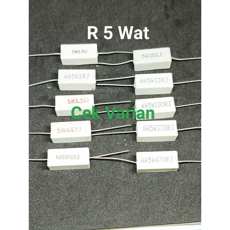 Jual Resistor kapur 5 wat 0.1n 1n 3.3n 4n7 10n 15n 33n 100n 330n 470n Resistor 5watt 0.1 ohm 1 ...
