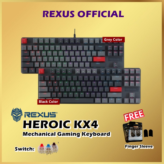 Jual Rexus Heroic KX4 / KX-4 TKL RGB Mechanical Gaming Keyboard ...