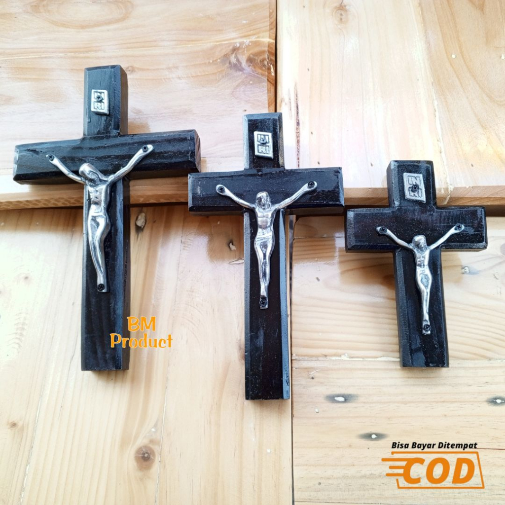 Jual Salib Dinding Patung Yesus INRI Hitam Salib Katolik Salib Dinding ...