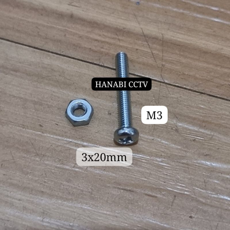 Jual Baut + Mur 3X20mm Baut JP M3 Panjang 2cm Diameter 3mm | Shopee Indonesia