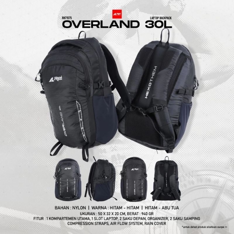Jual Tas Ransel Hitam Pria Overland 30 Liter Daypack Arei Outdoorgear ...