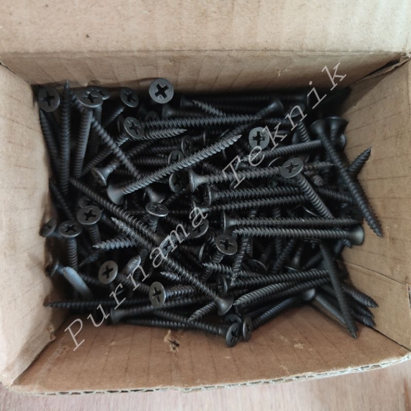 Jual Baut Skrup Hitam Baut Sekrup Hitam Baut Gypsum 2" - Satu Kotak | Shopee Indonesia