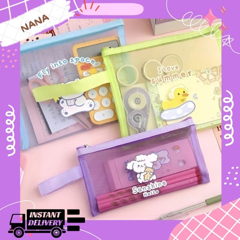 Jual Tempat Pensil / Make UP /Tempat MAP A4 Jaring Zipper Transparant ...