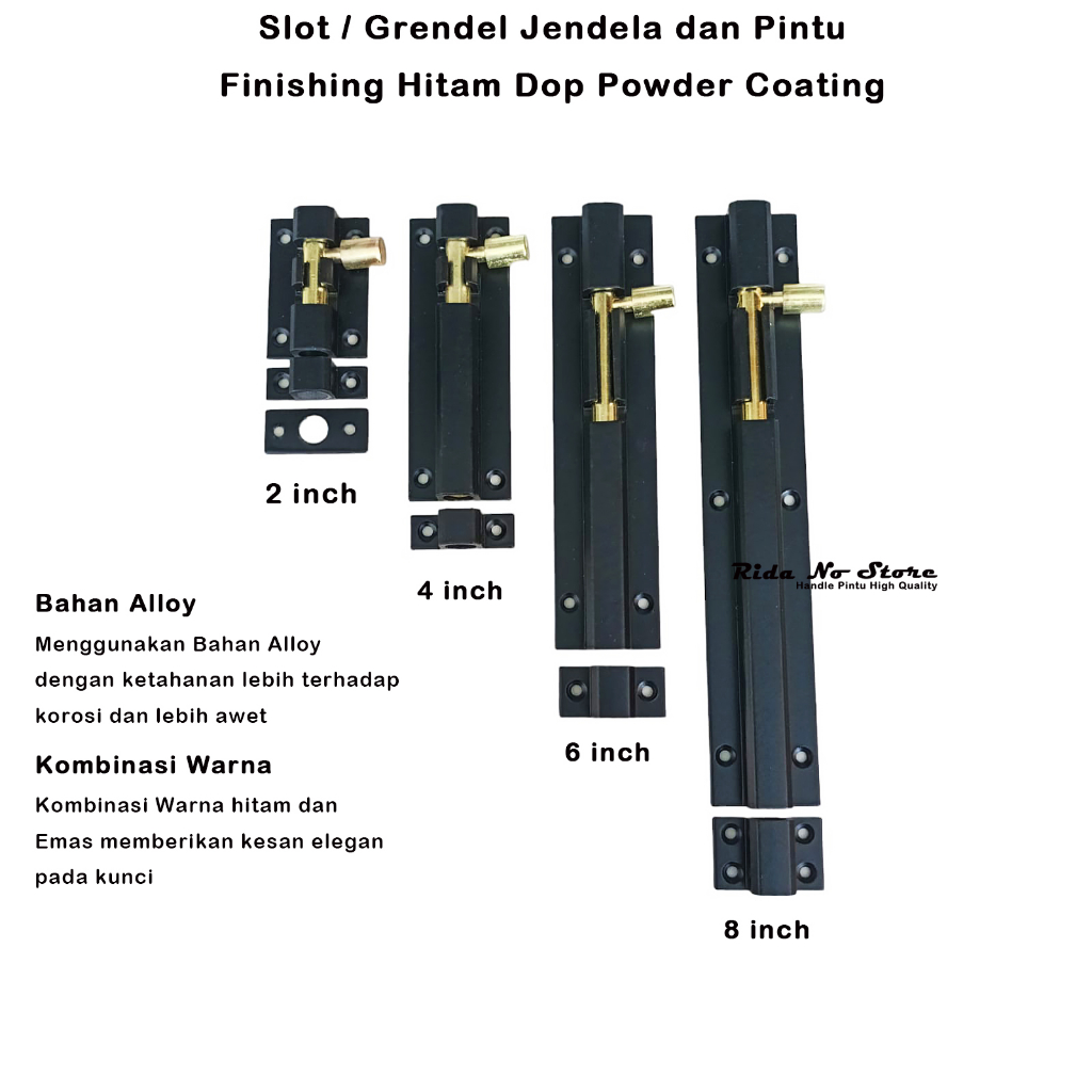 Jual Grendel Slot Jendela dan Pintu Rumah Ukuran 2 inch 4 inch 6 inch 8 ...