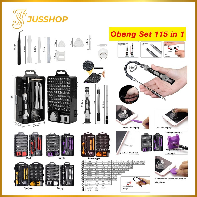 Jual Obeng Full Set 115in1 Alat Mini Reparasi Service Hp Laptop Komputer PC Multifungsi | Shopee ...