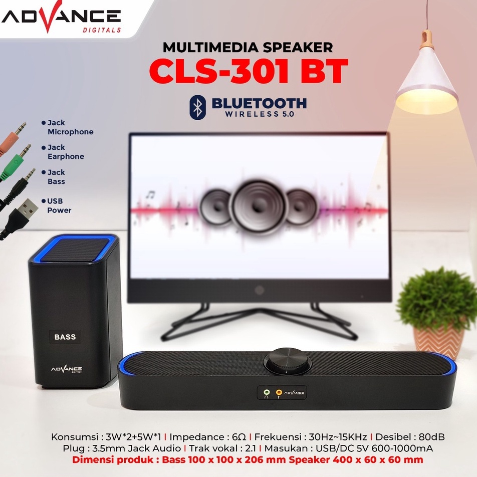 Jual Advance CLS-301BT Soundbar Multimedia Speaker Subwoofer Bluetooth Bass dengan Sub Woofer ...