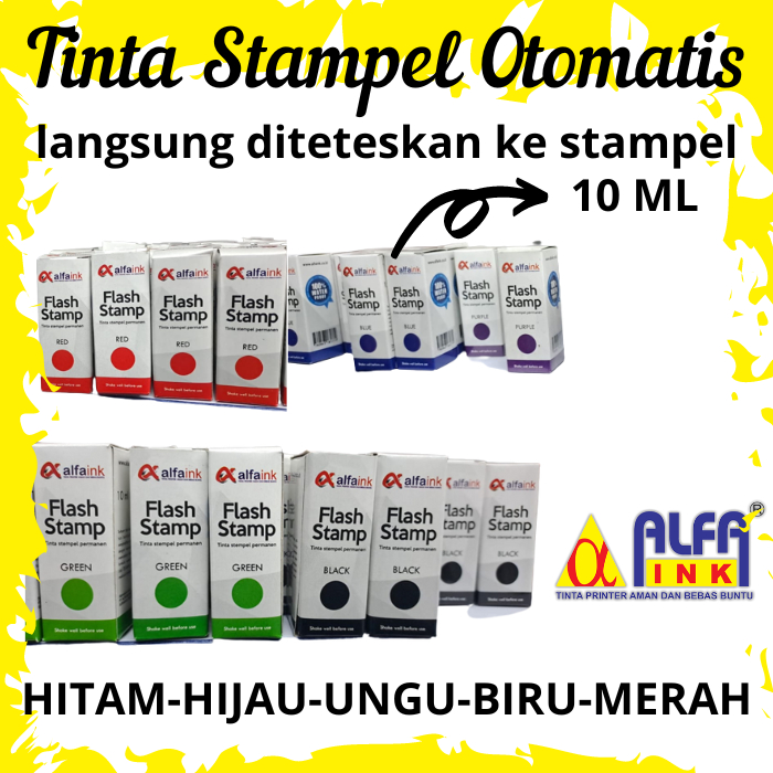 Jual TINTA STEMPEL FLASH/ TINTA STAMPEL OTOMATIS ALFA INK 10 ML ...