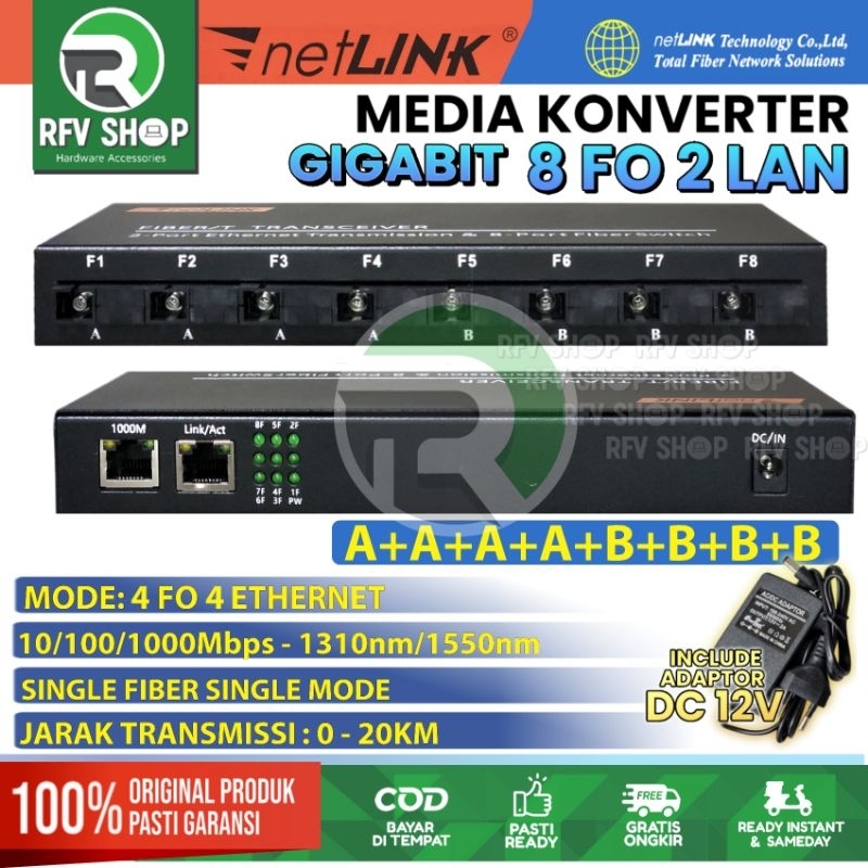 Jual Gigabit Media Converter 8 FO 2 LAN 10/100/1000M Fiber Optic Switch ...