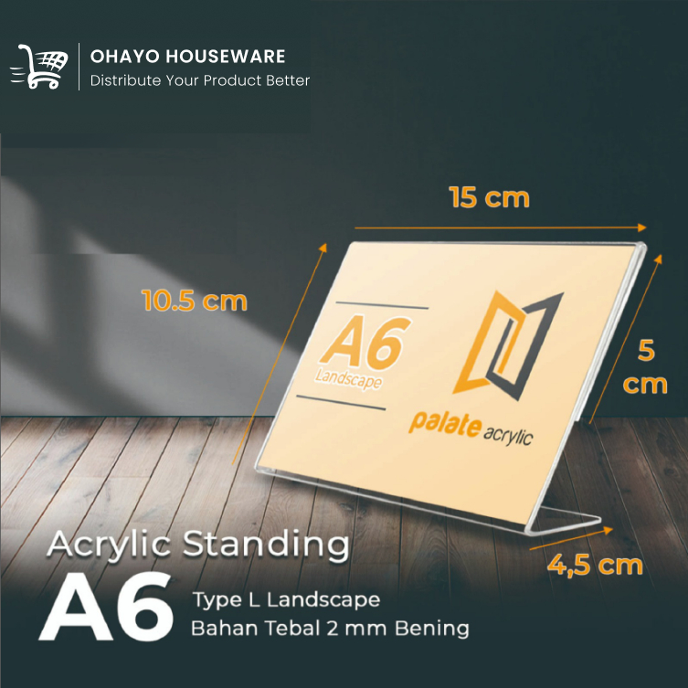 Jual Akrilik Meja Bening / Acrylic Standing A6 / L Landscape - 2mm ...