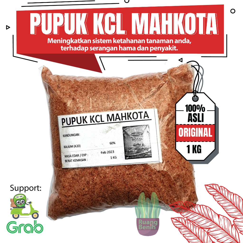 Jual PUPUK TANAMAN TUMBUHAN BUAH KCL MAHKOTA ORIGINAL CANADA MOP REPACK ...