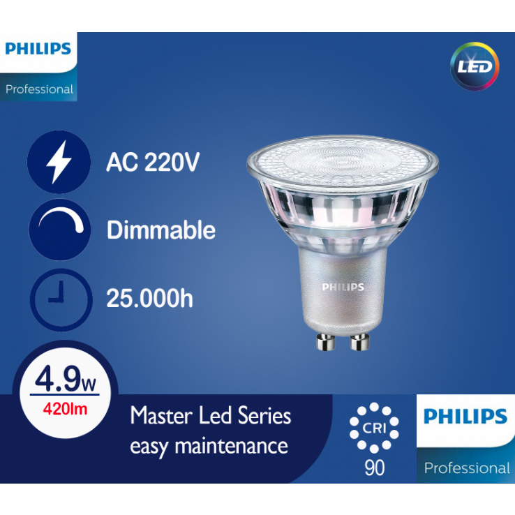 Jual PHILIPS MASTER LED GU10 4.9W 36D DIMMABLE 220V PHILIPS | Shopee ...