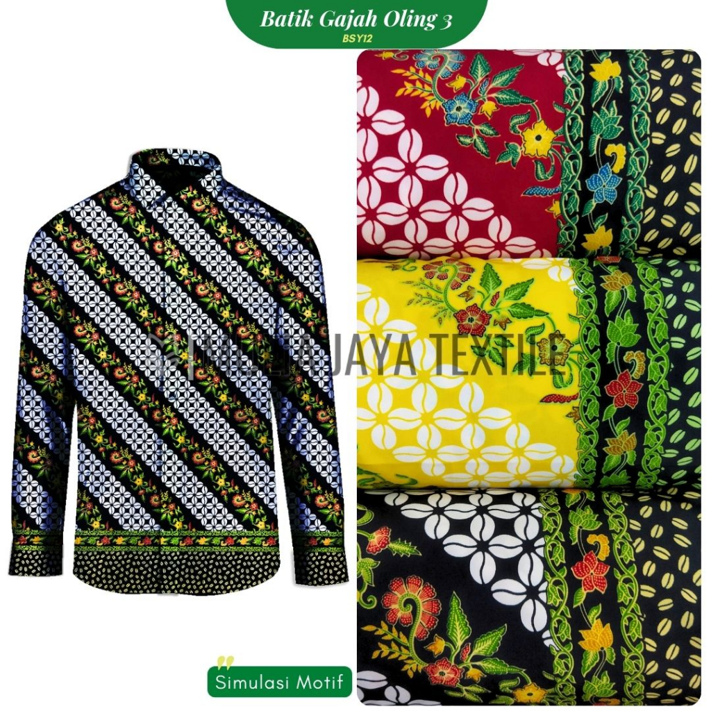 Jual Kain Batik Bsy Polyester Lembut Motif Gajah Oling Premium Halus ...