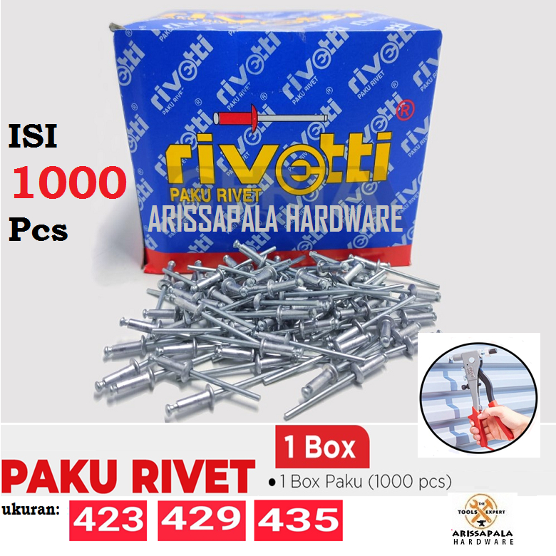 Jual Paku Rivet 1 Box isi 1000 Pcs Paku Ripet Paku Keling Blind Rivet 3 ...