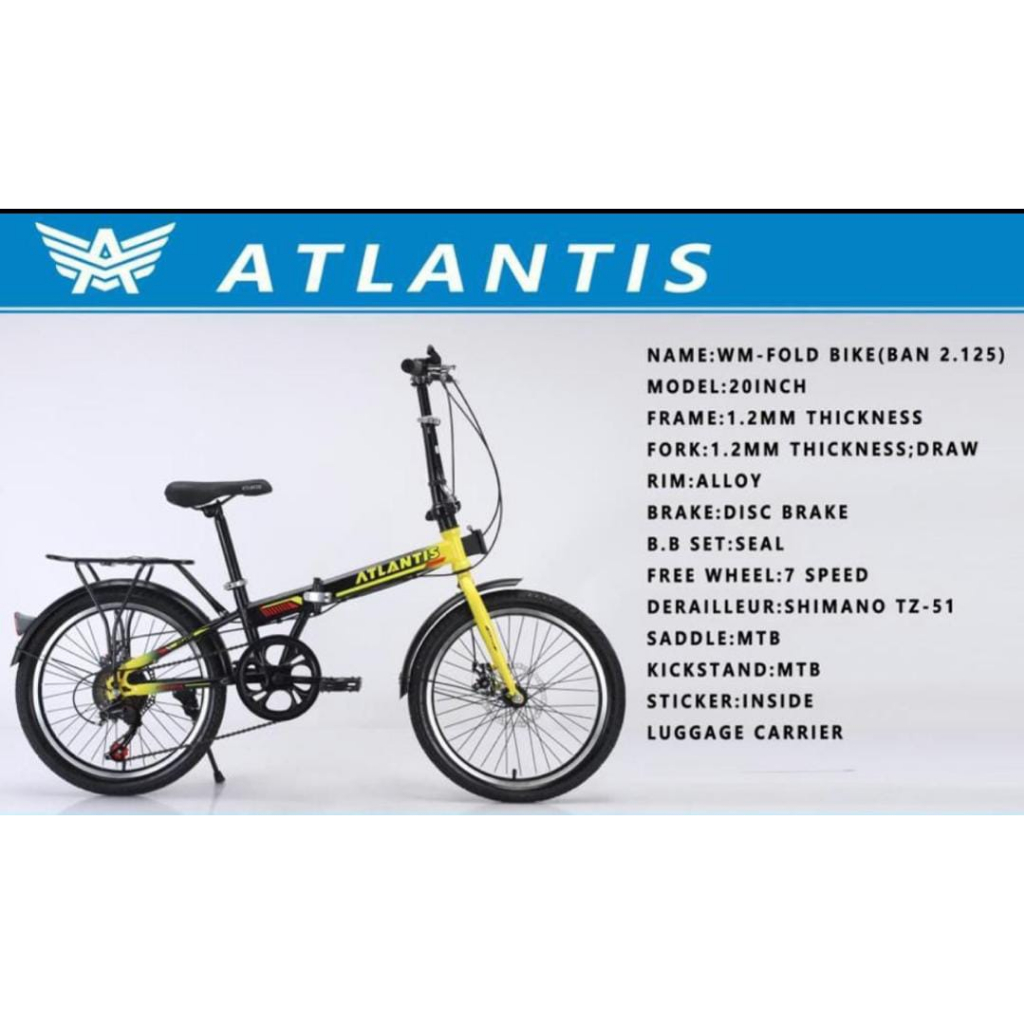 Jual Sepeda Lipat 20 Atlantis AT 31 Cakram 7 Speed Murah / Folding Bike ...