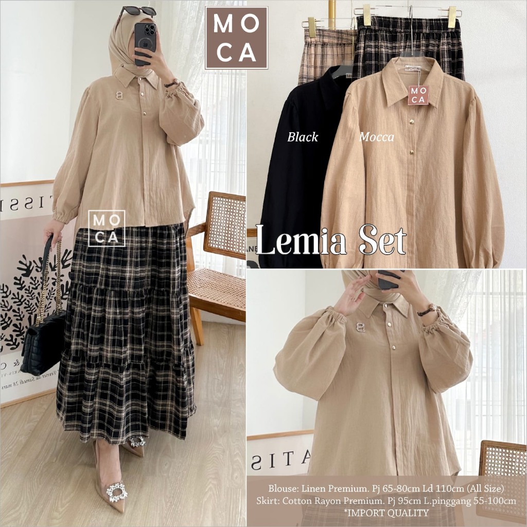 Jual LEMIA SET BLOUSE ROK PANJANG KOTAK-KOTAK ORI BY MOCA | Shopee ...