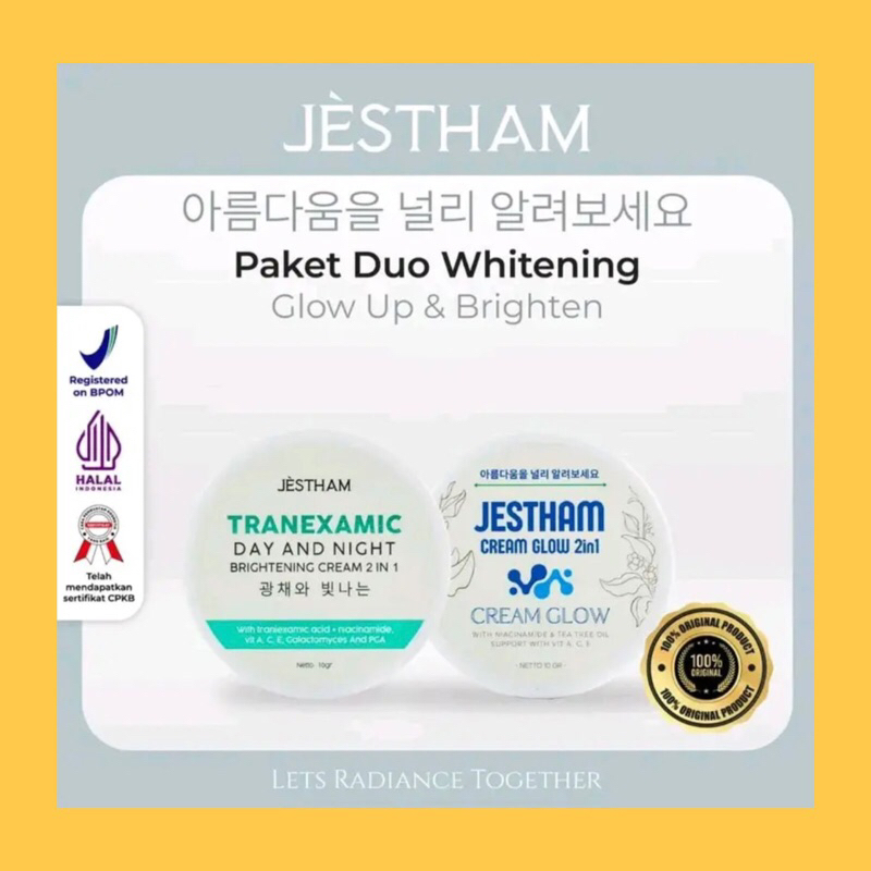 Jual PAKET DUO WHITENING JESTHAM (TRANEX+CREAM GLOW) | Shopee Indonesia Jual PAKET DUO WHITENING JESTHAM (TRANEX+CREAM GLOW) | Shopee Indonesia
