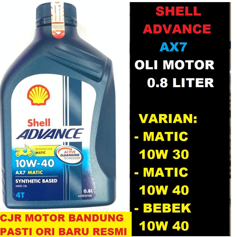 Jual Oli Motor SHELL ADVANCE AX7 0.8L scooter matic bebek ORI BARU RESMI | Shopee Indonesia