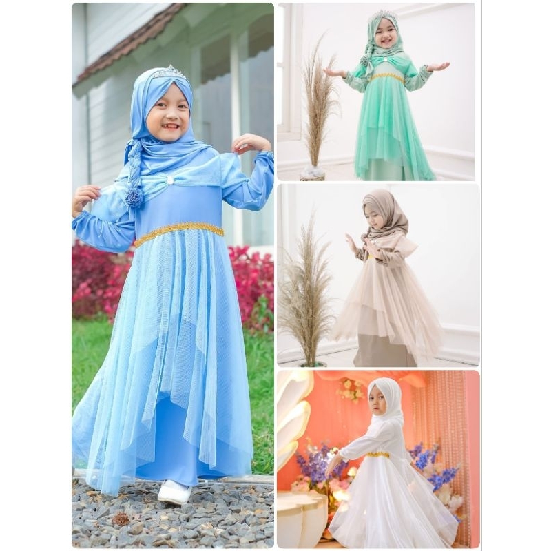 Jual GAMIS PRINCESS SET HIJAB JILBAB QUEEN DRESS INCESS ANAK USIA 0- 9 ...
