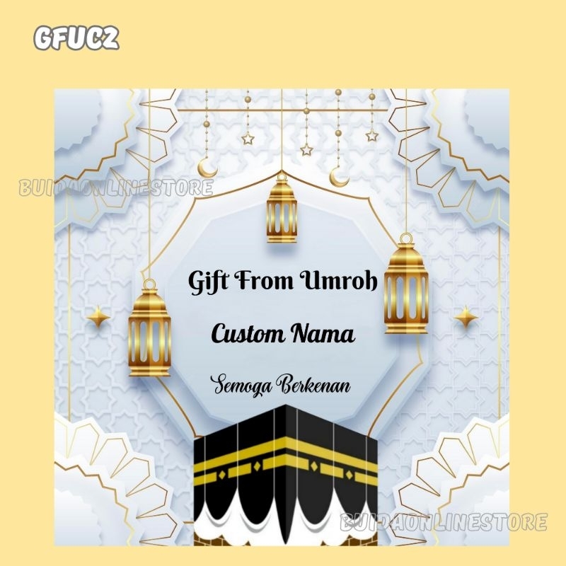Jual Stiker Label Kartu Ucapan Sticker Gift From Umroh Bisa Custom Nama ...