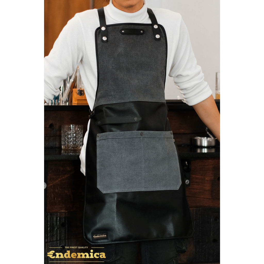 Jual apron barista celemek barbershop celemek koki masak kombinasi ...