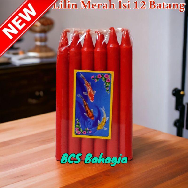 Jual lilin merah sembahyang isi 12 batang ukuran besar / lilin ...