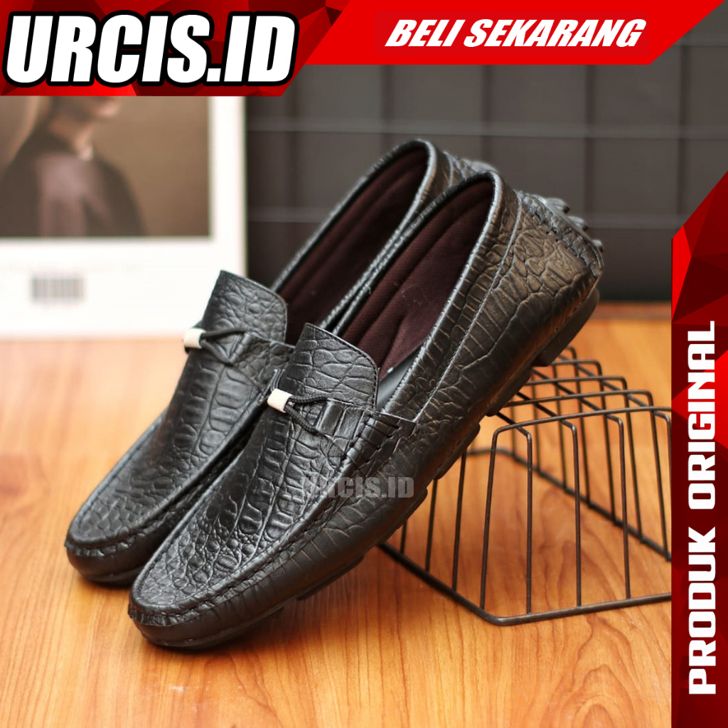 Jual URC Gone Sepatu Loafers Pria Kulit Asli Pantofel Hitam Kerja ...
