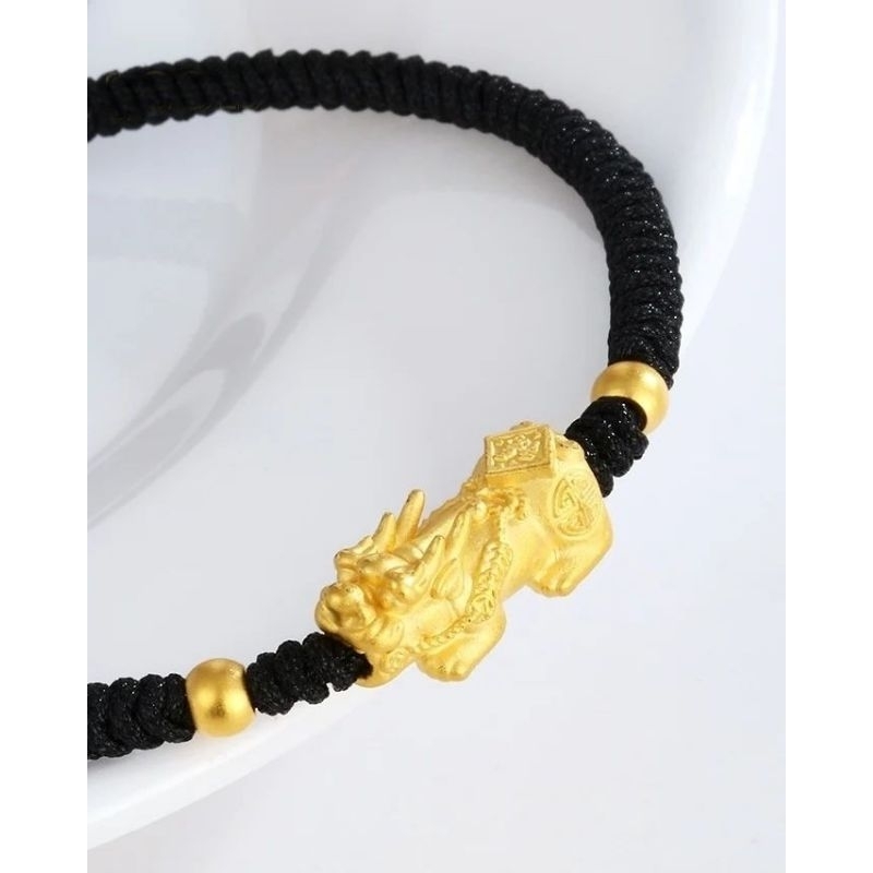 Jual gelang tali serut cina variasi emas hongkong charm isi 3 naga ...