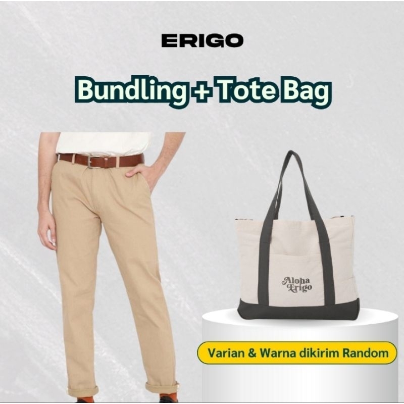 Jual ERIGO- Chino Pants Erigo Cap Caprion Brown + Totebag Random ...
