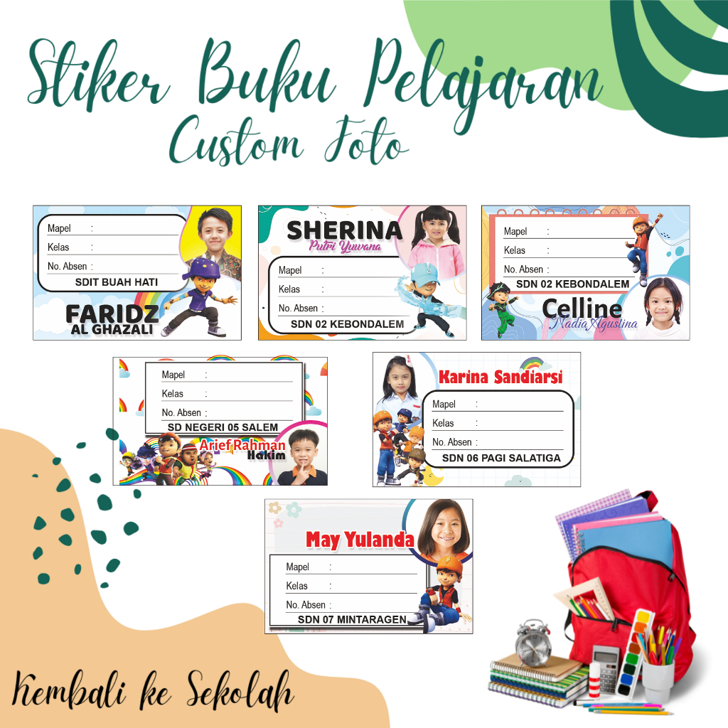Jual (25pcs) Stiker Mata Pelajaran Custom Foto Stiker Mapel Label Buku ...