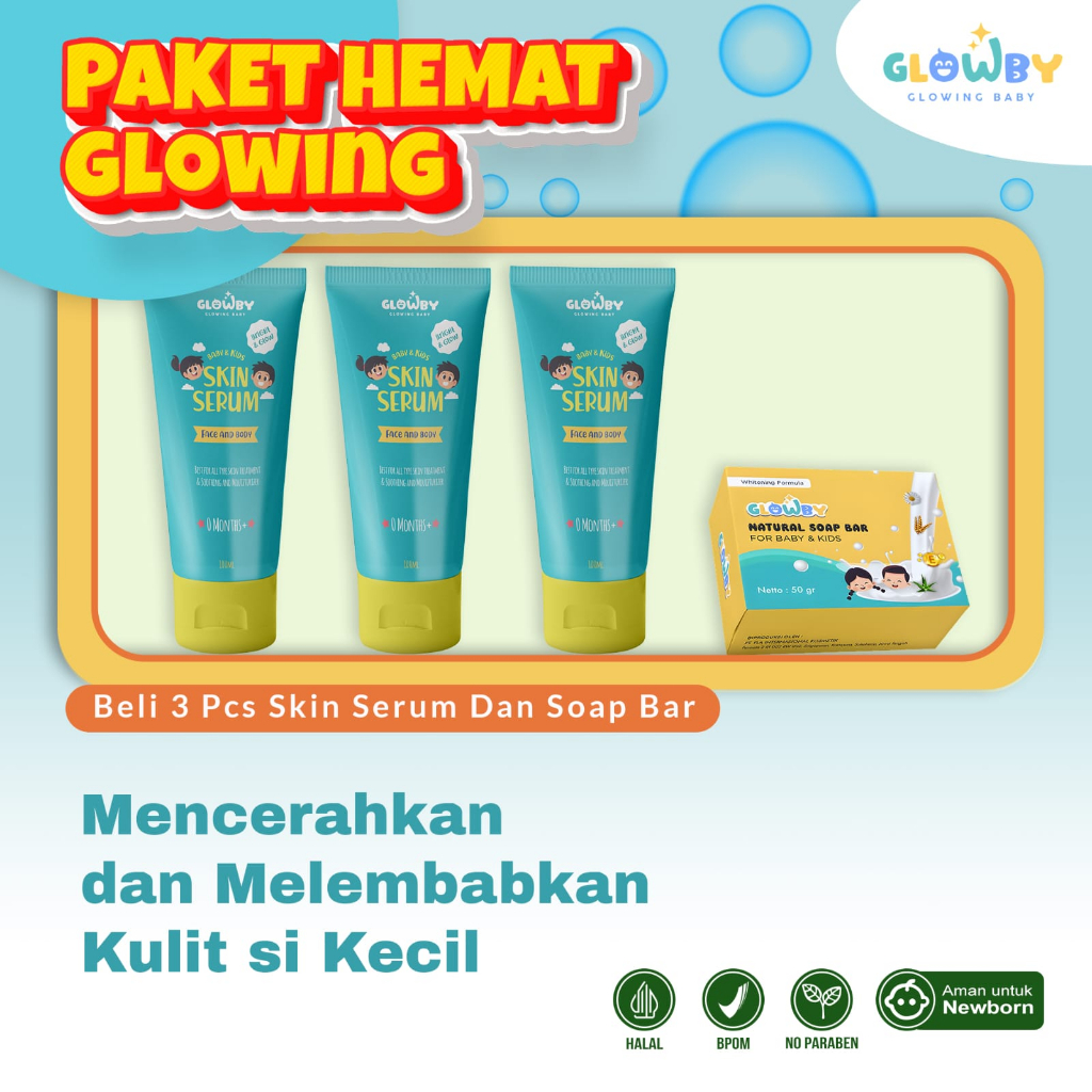 Jual (Glowby) 3pcs Skin Serum Lotion Bayi Anak gratis Sabun Batang 50gr ...