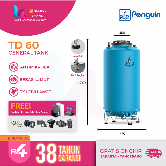 Jual Tangki Air Penguin TD 60 | Toren Air Penguin 600 Liter | Tangki ...