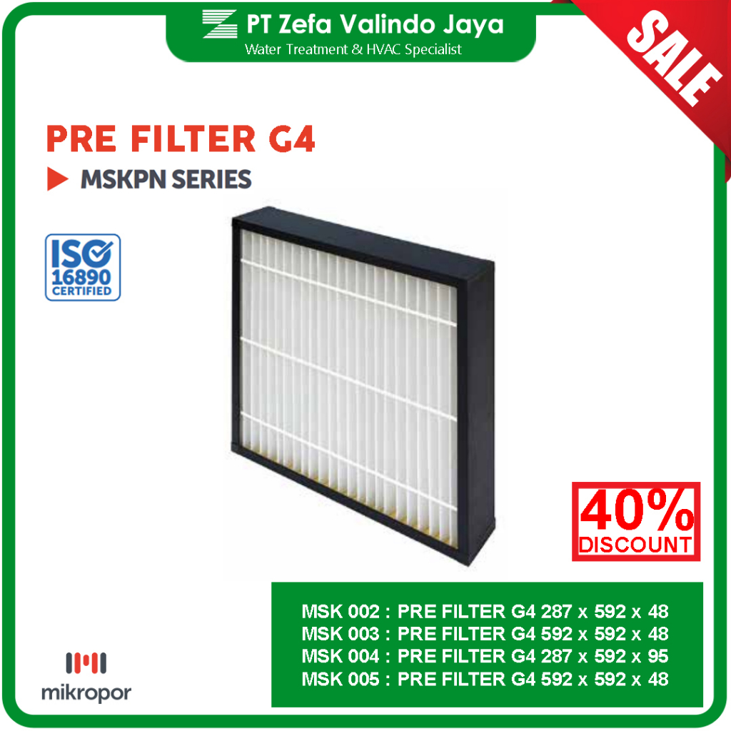 Jual MIKROPOR Pre Filter AHU G4 Media Sintetis 48 mm 95 mm Semua Ukuran ...