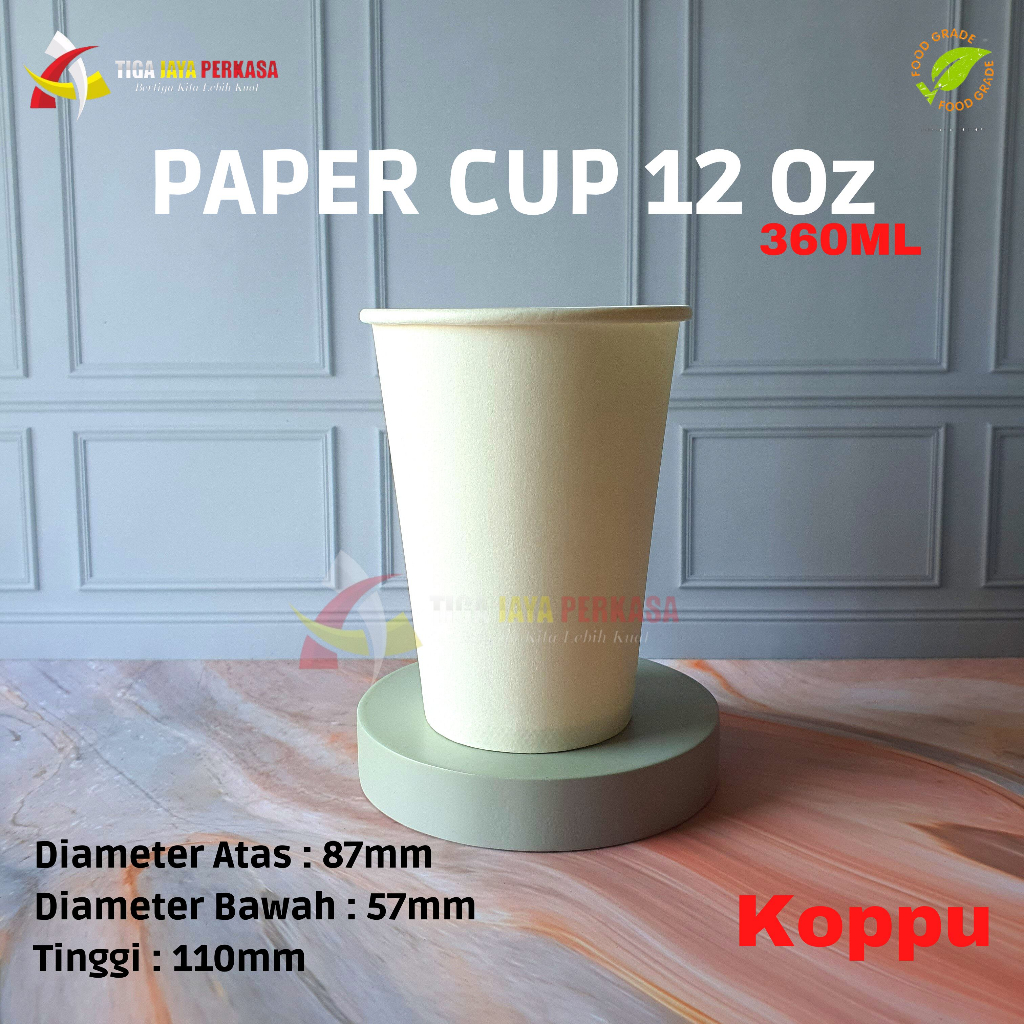 Jual Paper Cup 12 oz Koppu Murah 360ml / Gelas Kopi Teh / Gelas Sempol ...
