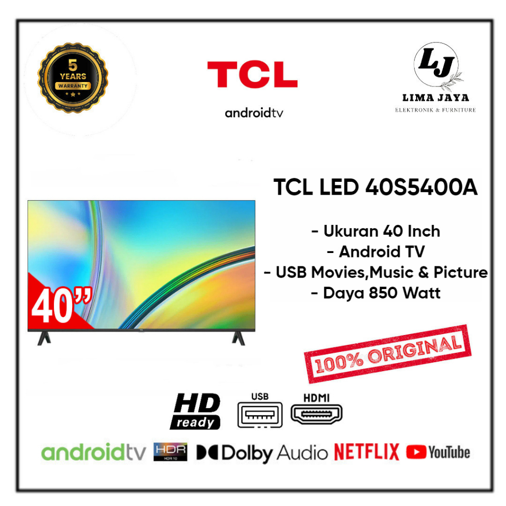 Jual TCL TV LED 40S4500A Android TV LED TCL 40 Inch | Shopee Indonesia
